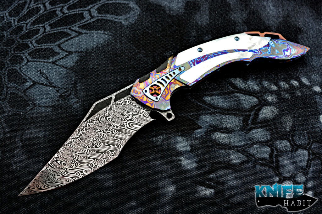 Ron Best P-51 Full Timascus White Pearl & Damasteel – Knife Habit